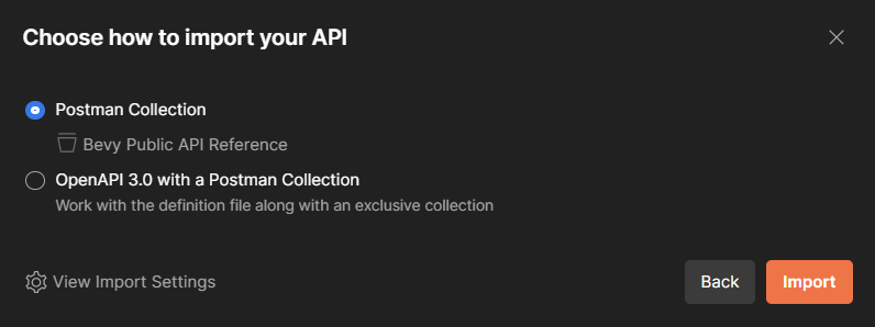 Use Bevy Api Openapi Json With Postman Bevy Help Center 7377